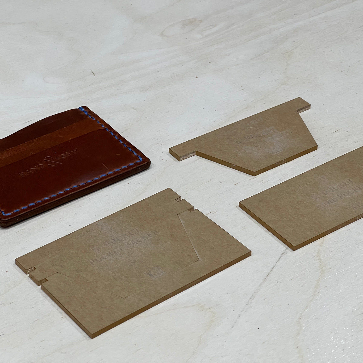 5-Pocket Wallet Acrylic Pattern Template – Hand and Sew Leather