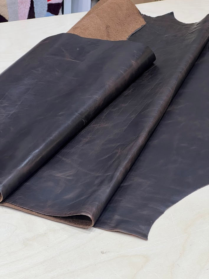 Bison Pullup Leather - Dark Chocolate – Hand and Sew Leather